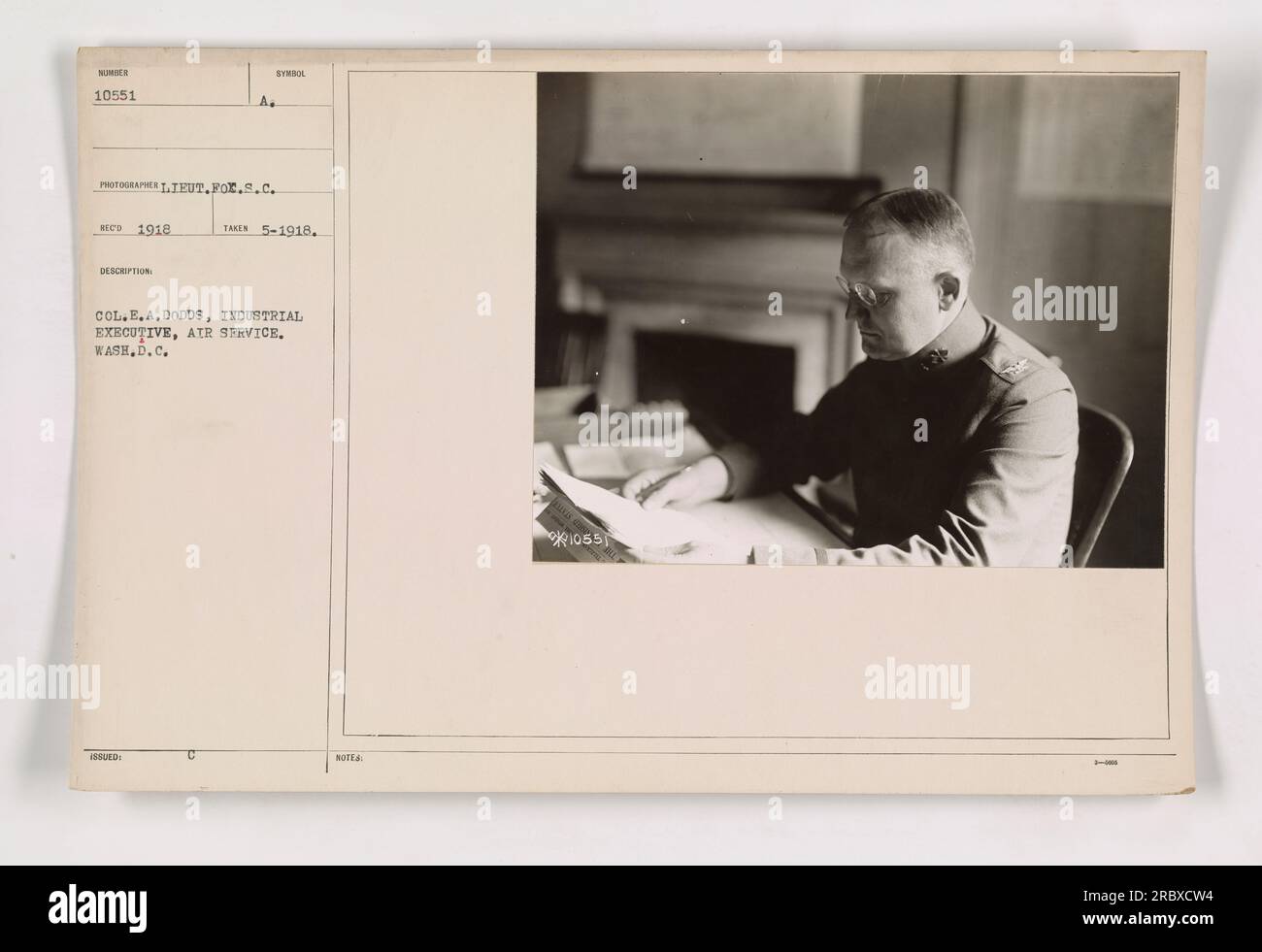 Colonel E.A. Dodds, Industrial Executive of the Air Service in ...