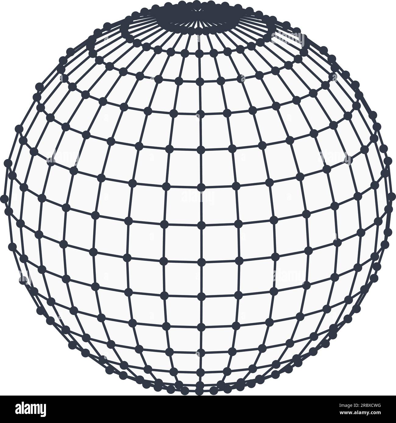 Wireframe sphere globe isolated on white background. 3d cell network ...
