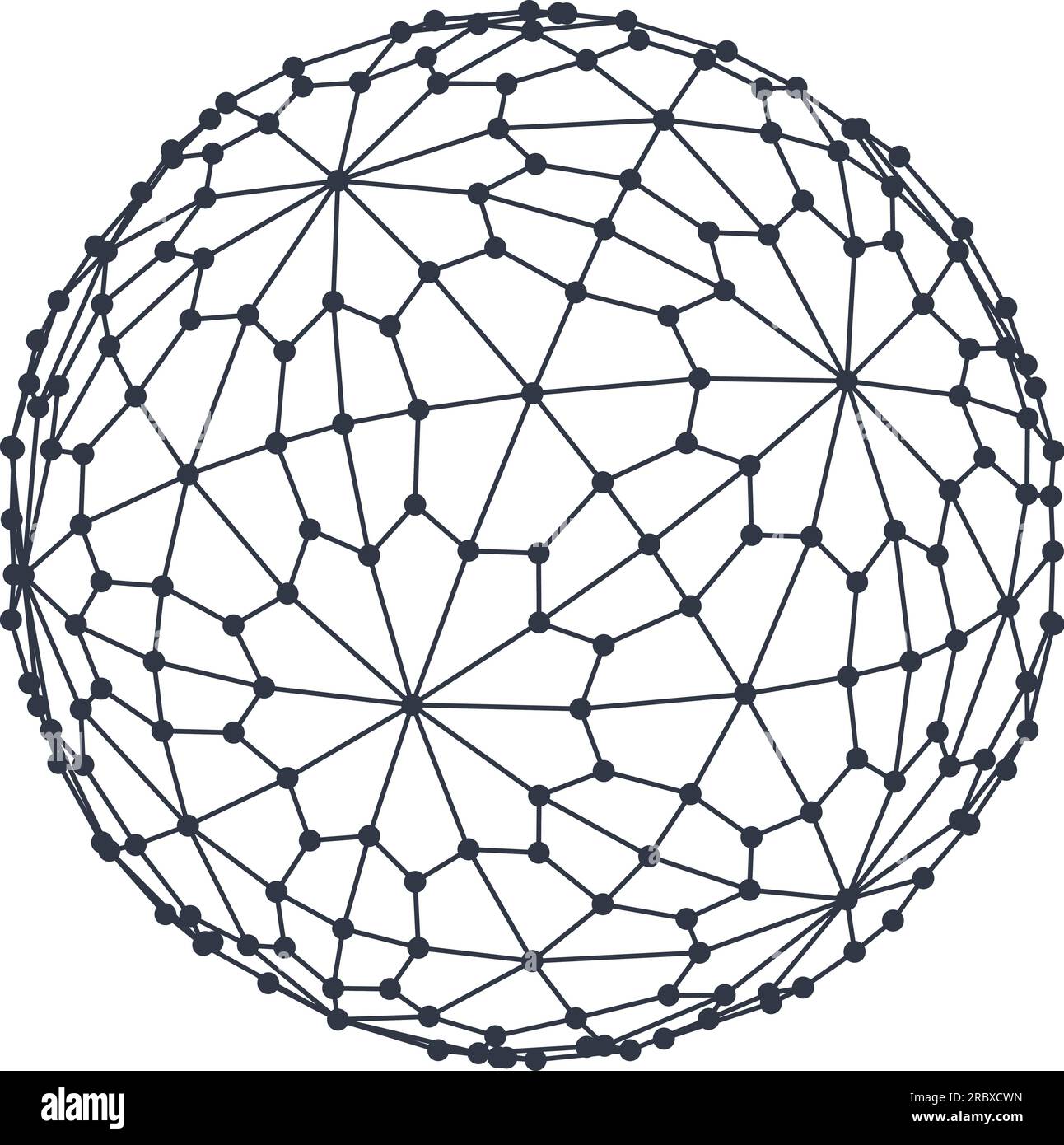Wireframe sphere globe isolated on white background. 3d cell network ...
