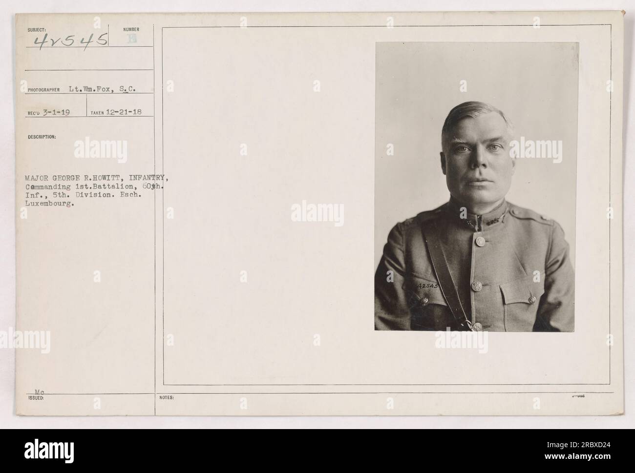 Caption: "Major George R. Howitt, Infantry, Commanding 1st Battalion ...