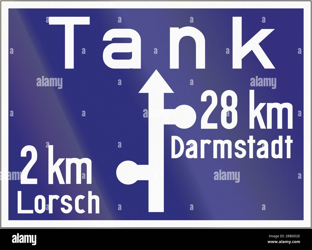 Old design (1938) of a highway direction sign with note of a Gas ...