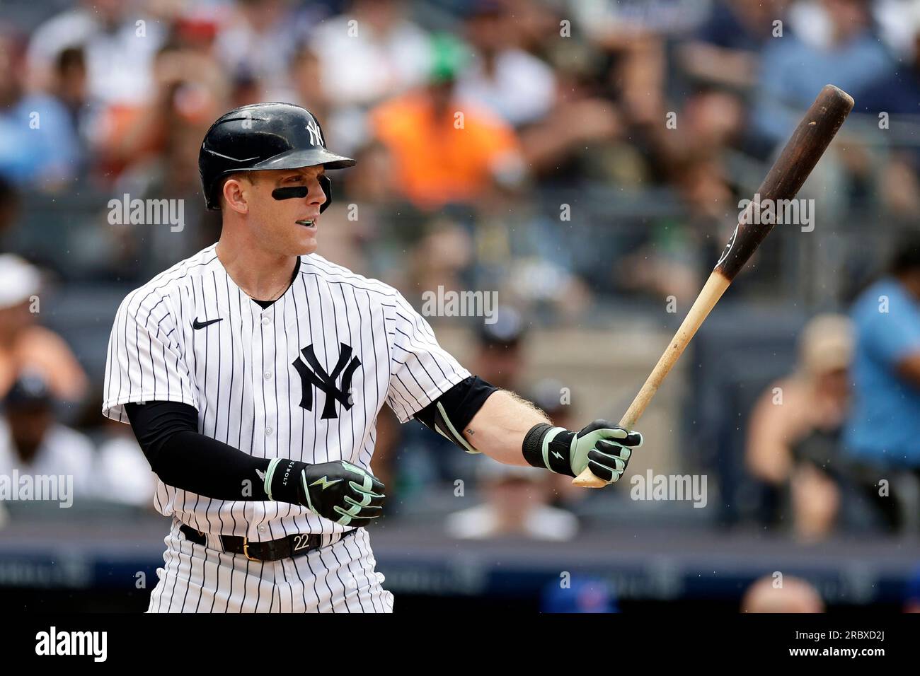 New York Yankees' Harrison Bader at bat against the Chicago Cubs during ...