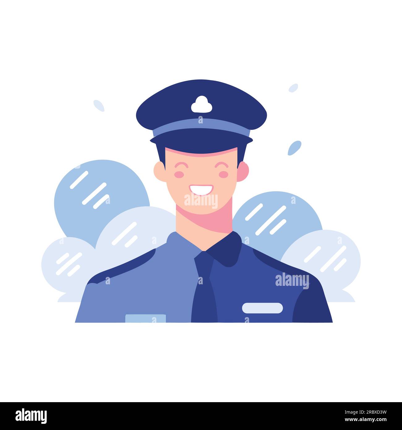 Hand Drawn cute policeman in flat style isolated on background Stock ...