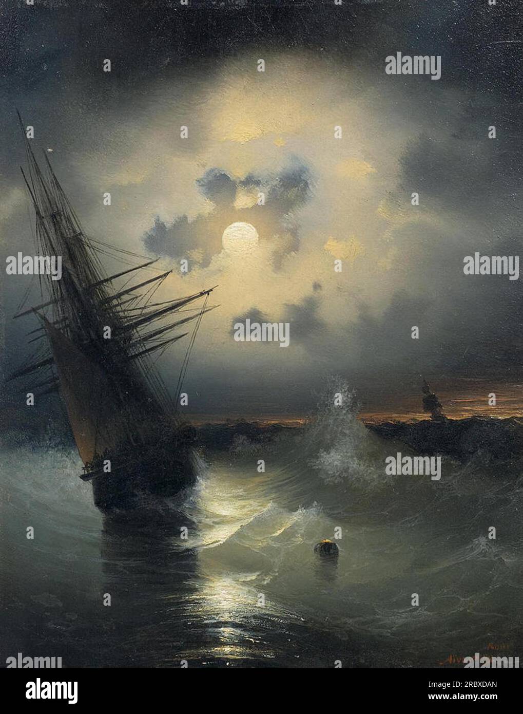 Moonlight at sea painting hi-res stock photography and images - Alamy