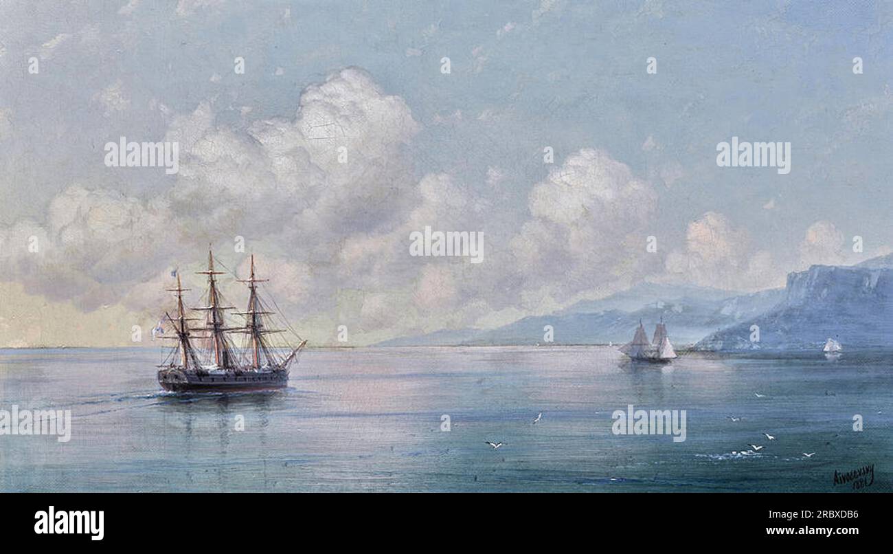 Ship off the Crimean Coast by Ivan Aivazovsky Stock Photo - Alamy