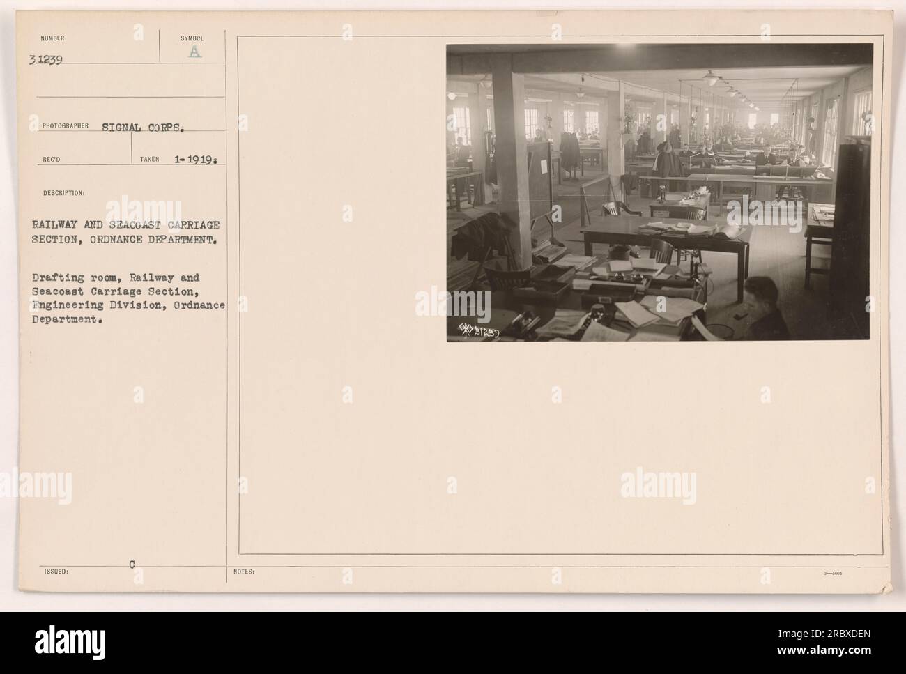 Drafting room of the Railway and Seacoast Carriage Section, Engineering ...