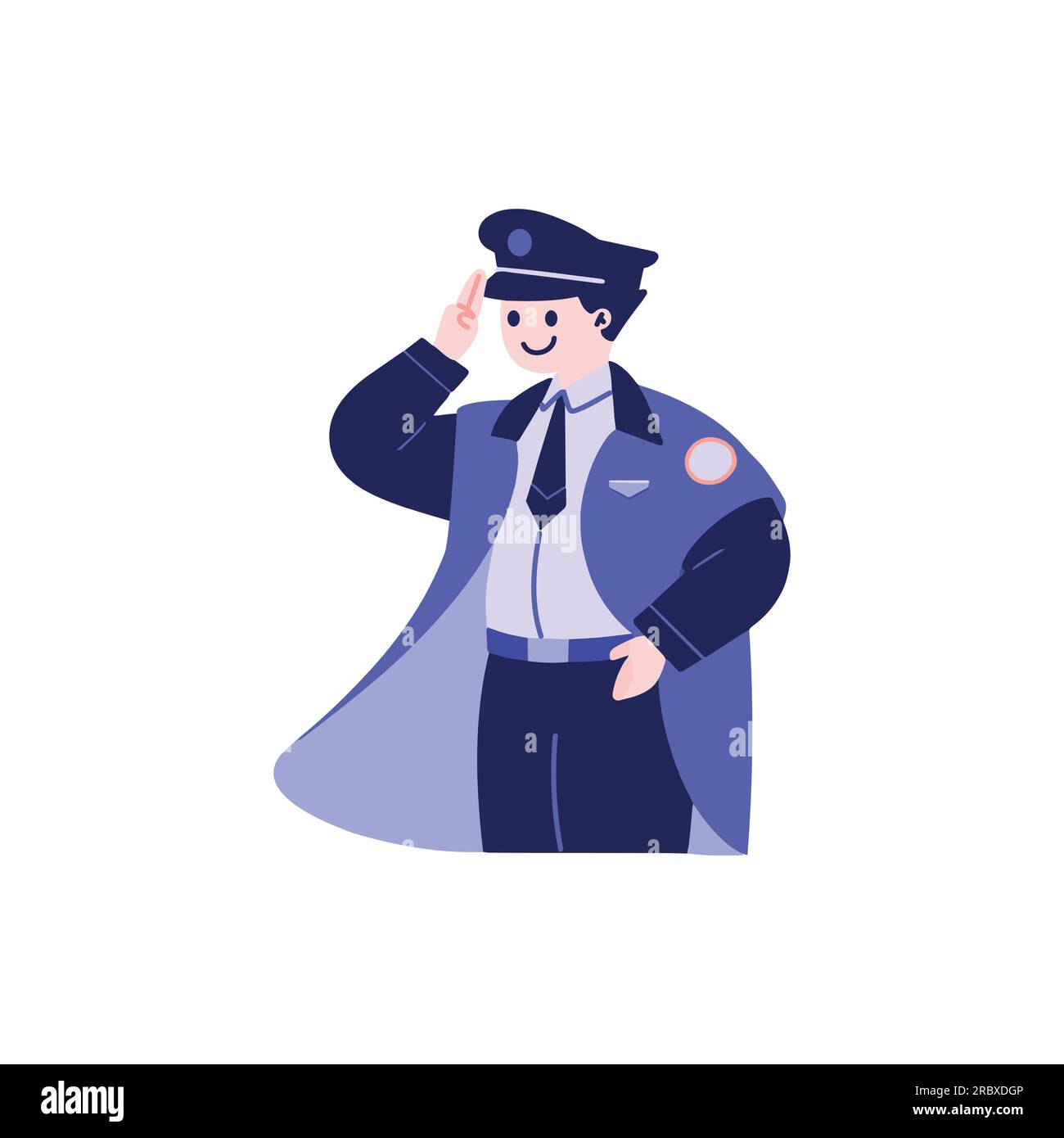 Hand Drawn cute policeman in flat style isolated on background Stock ...