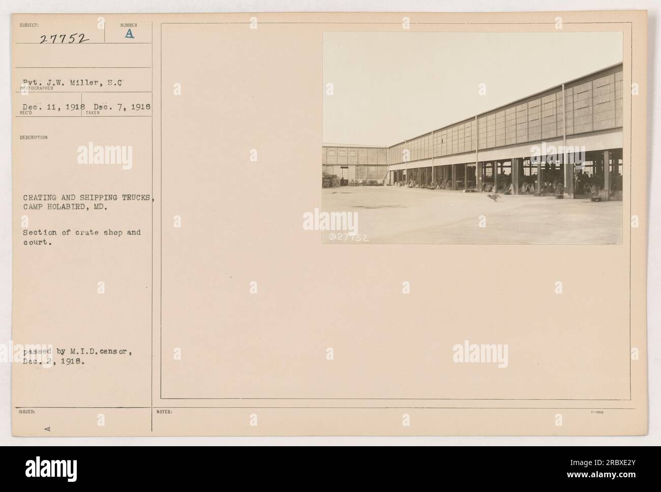 A view of the crate shop and court at Camp Holabird, MD in December ...
