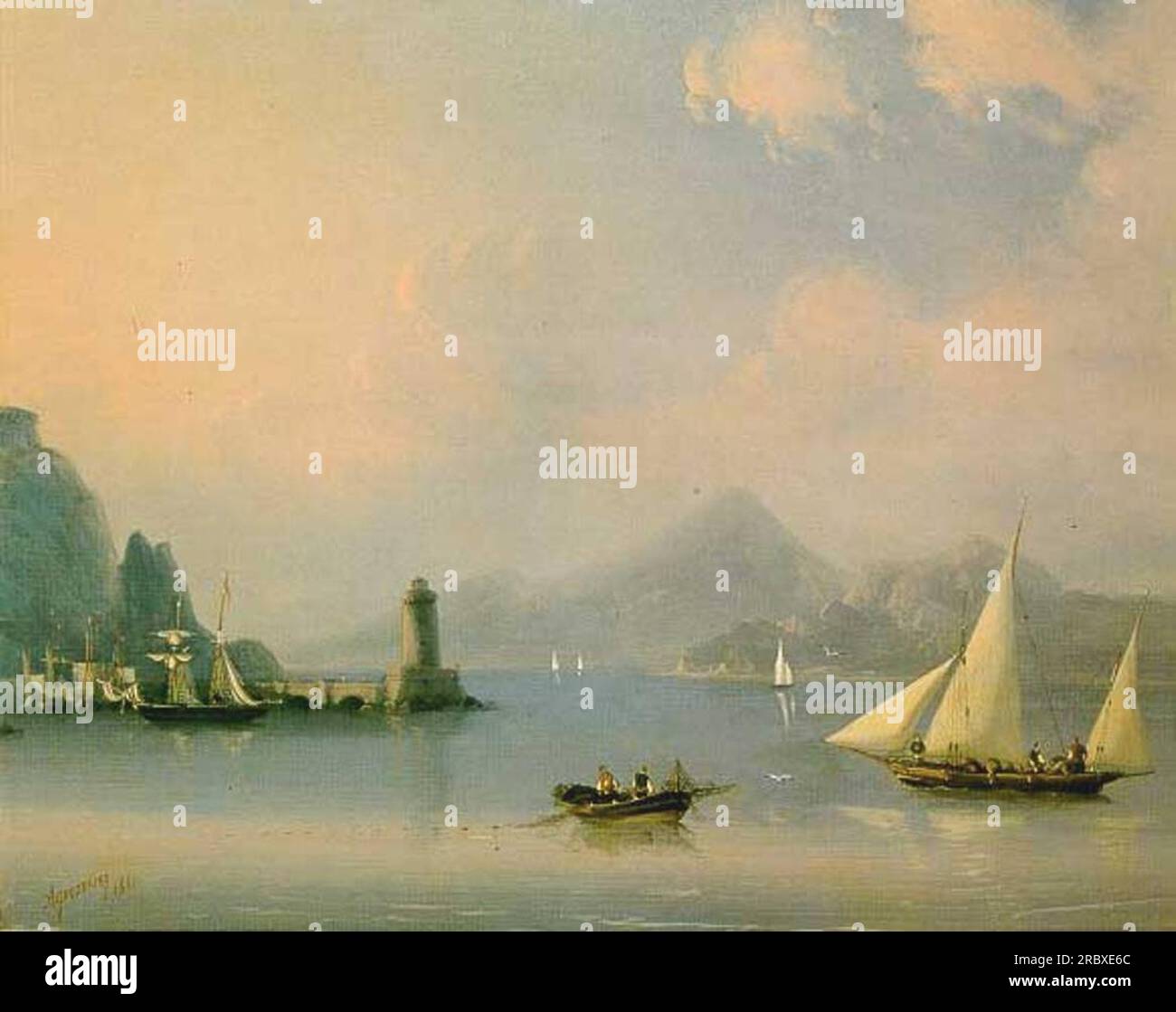Sea channel with lighthouse 1873 by Ivan Aivazovsky Stock Photo - Alamy