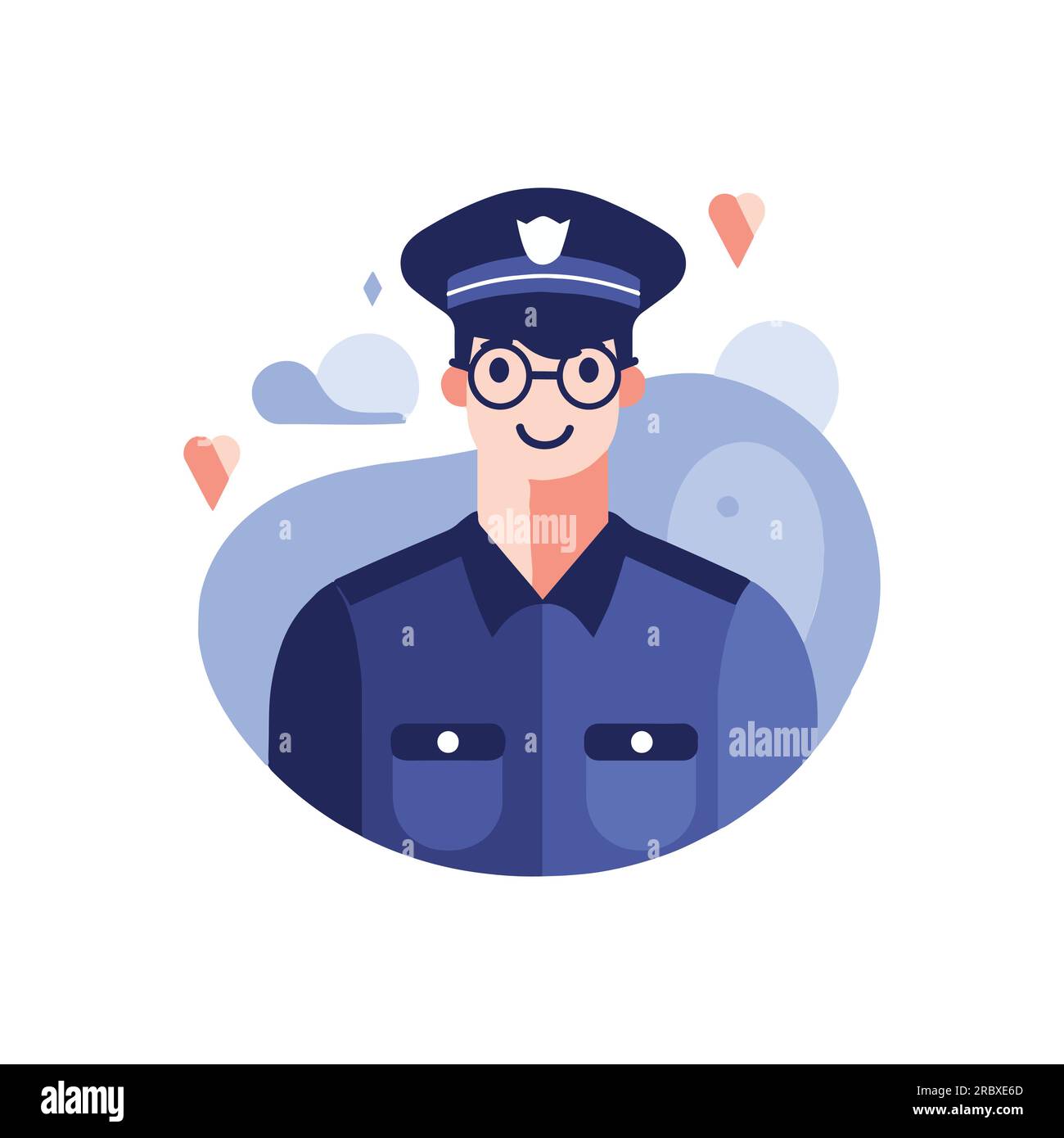 Hand Drawn cute policeman in flat style isolated on background Stock ...