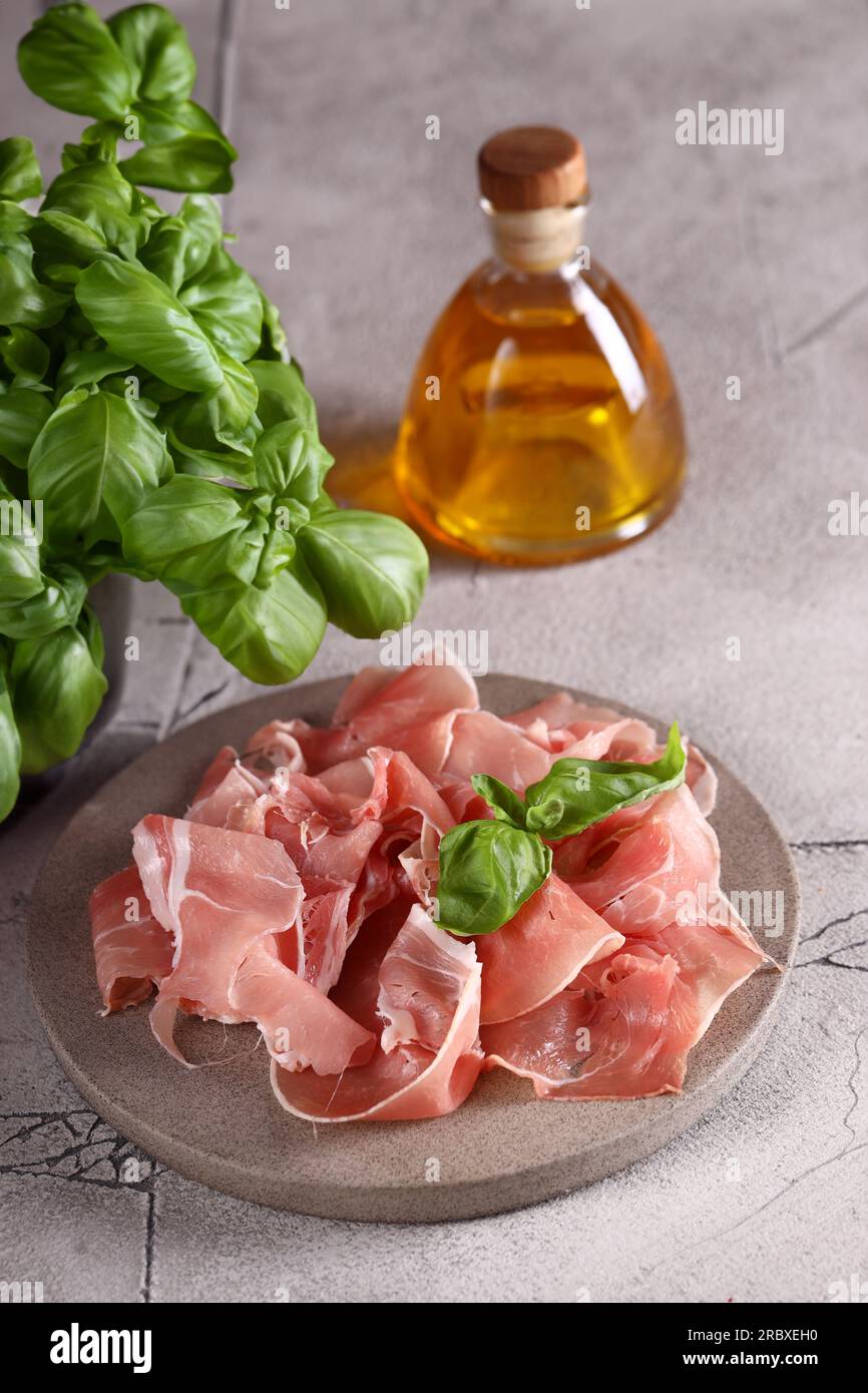 natural organic ham parma jamon prosciutto Stock Photo - Alamy
