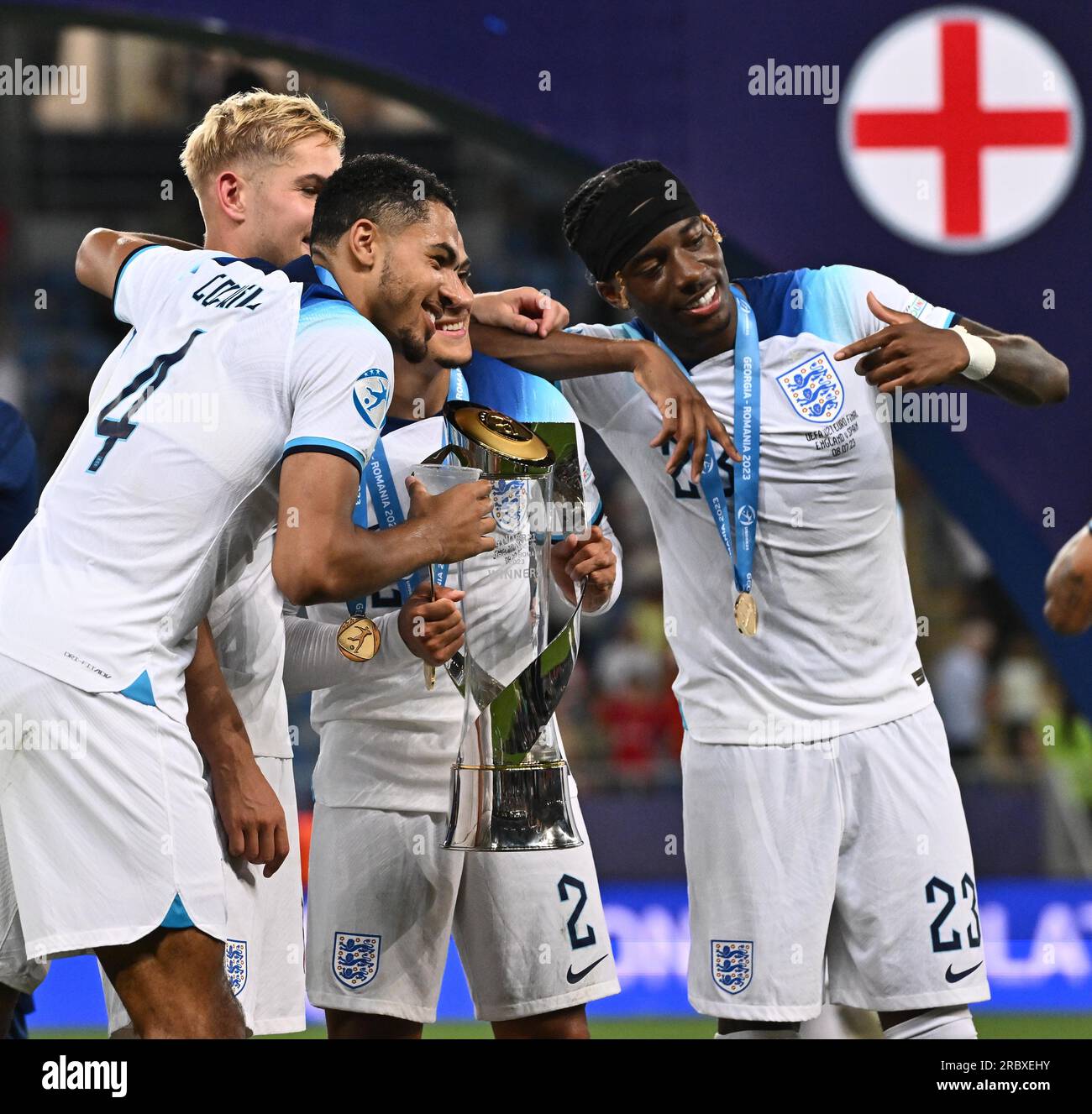 BATUMI, GEORGIA - JULY 8: England's players Noni Madueke, Emile Smith ...