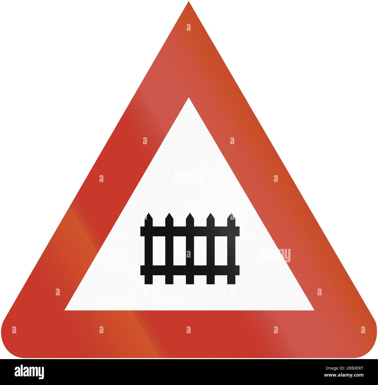 Old design (1927) of a German sign indicating a manned railway crossing ...