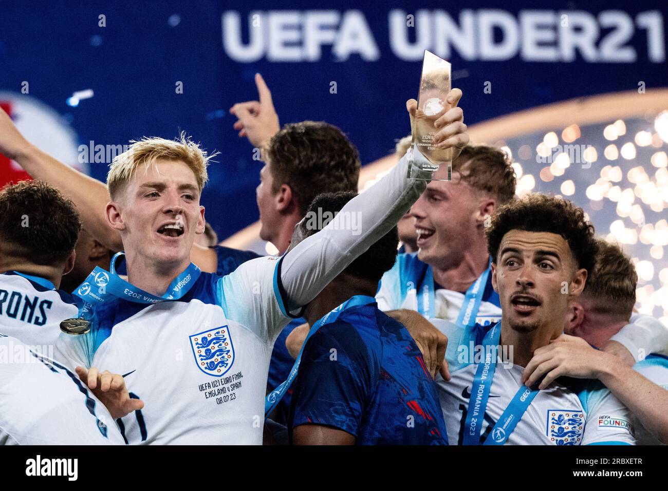 BATUMI, GEORGIA - JULY 8: Anthony Gordon celebrate during the UEFA Under-21 Euro 2023 final ...