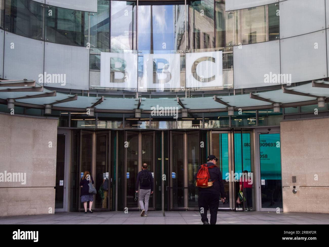 London, UK. 10th July 2023. Exterior view of the BBC headquarters in ...