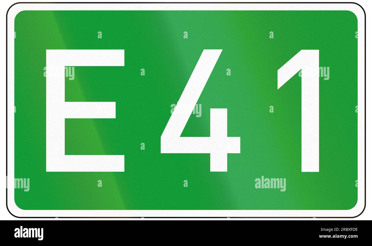 European road number sign for E41 Stock Photo - Alamy