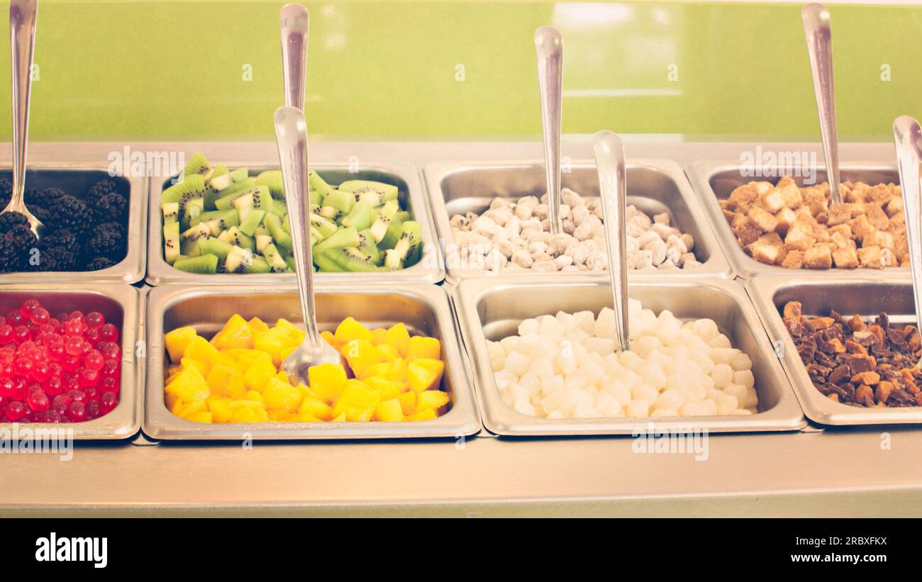 Frozen Yogurt Toppings Stock Photo - Alamy