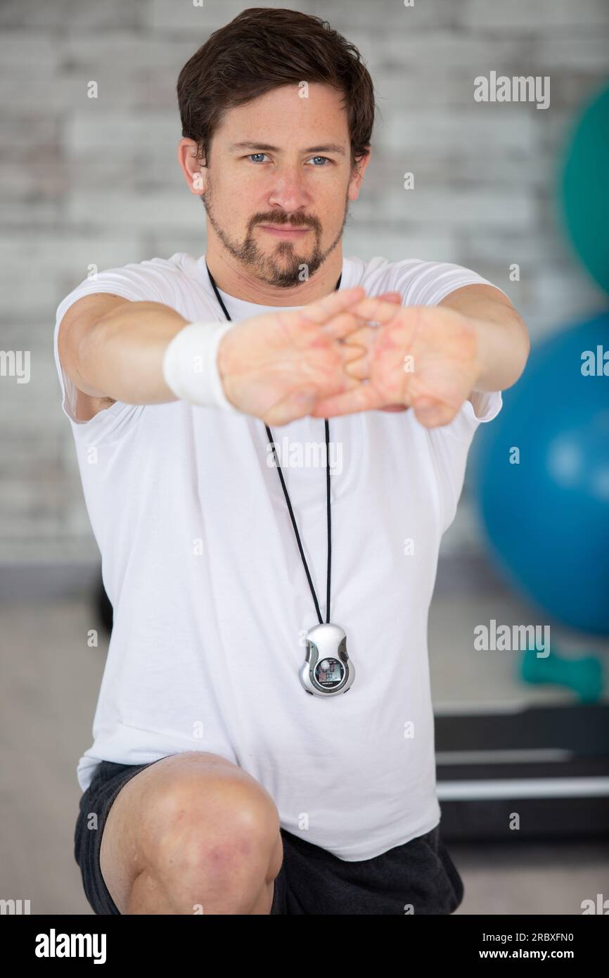 Warming up in gym hi-res stock photography and images - Alamy