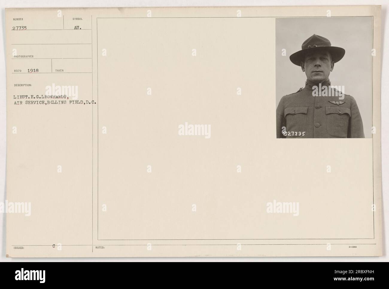 Lt. E.G. Leonhardt, from Bolling Field in D.C., poses with a camera ...