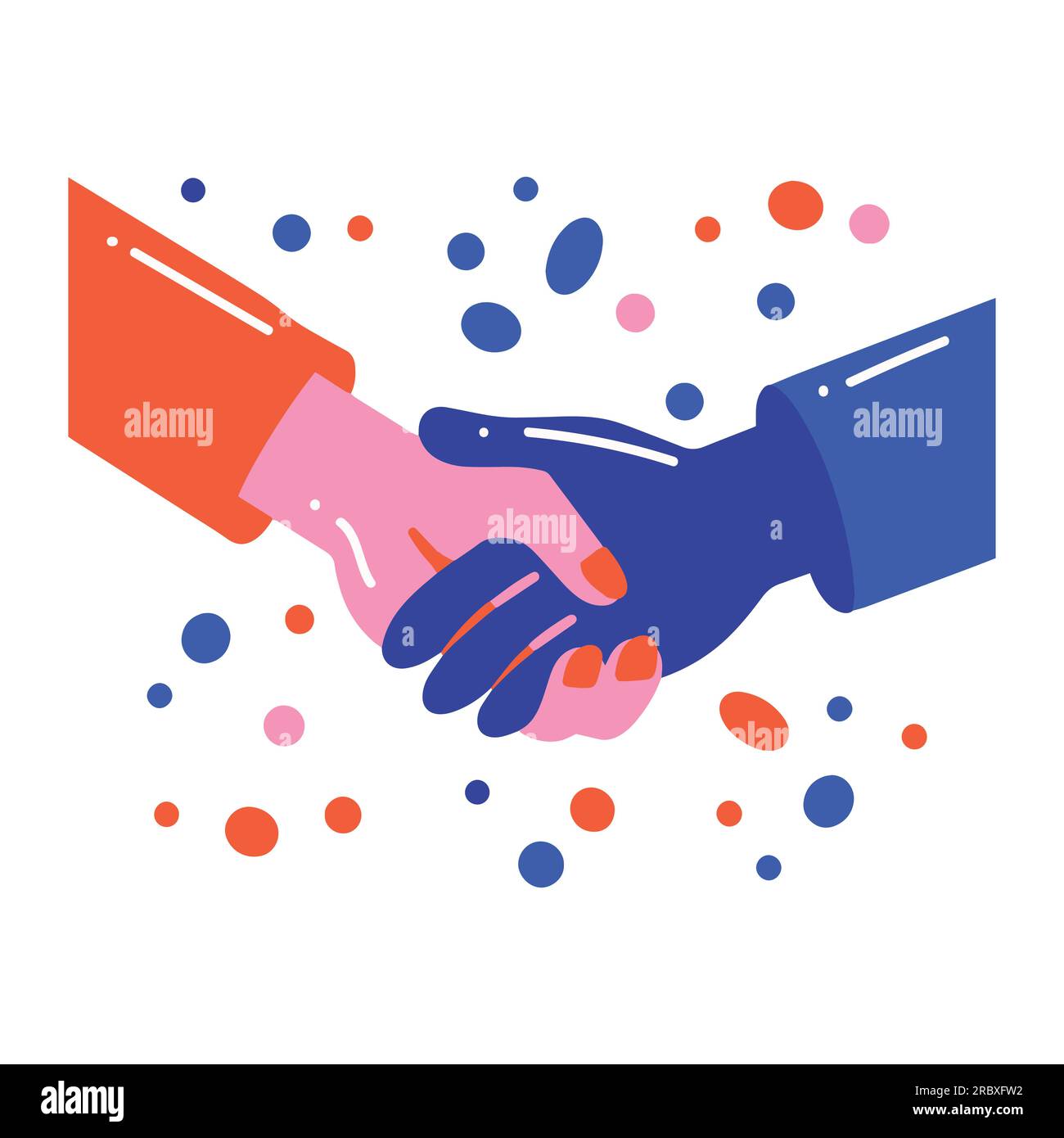 Hand Drawn Handshake Friendship in flat style isolated on background ...