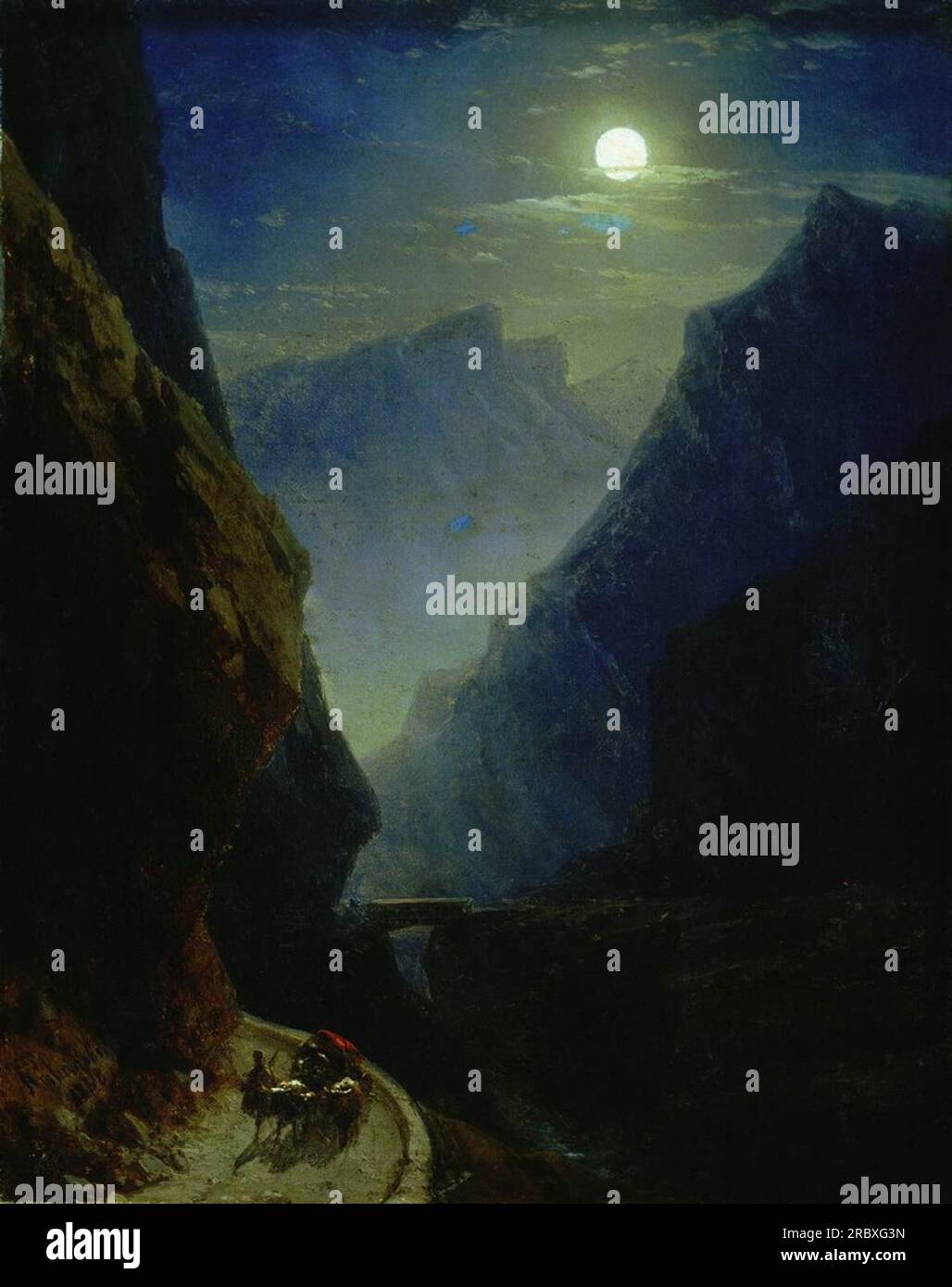 Darial Gorge. Moon night 1868 by Ivan Aivazovsky Stock Photo - Alamy