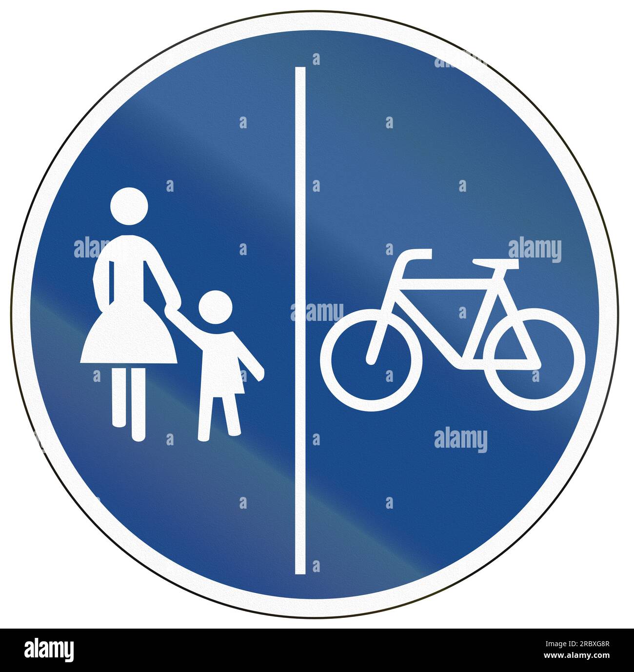German traffic sign on a shared-use path with separate lanes, left lane ...