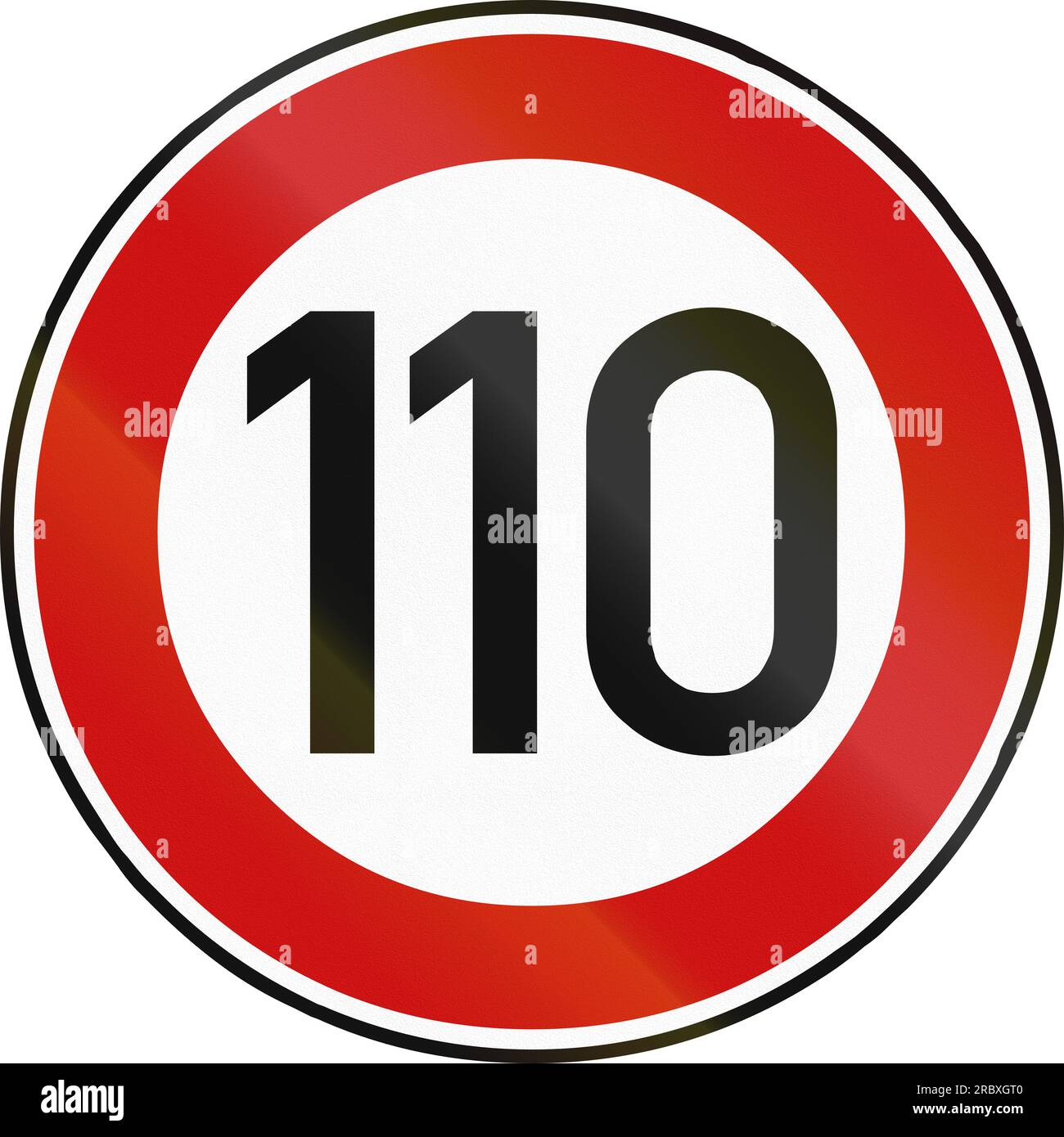 German traffic sign restricting speed to 110 kilometers per hour Stock ...