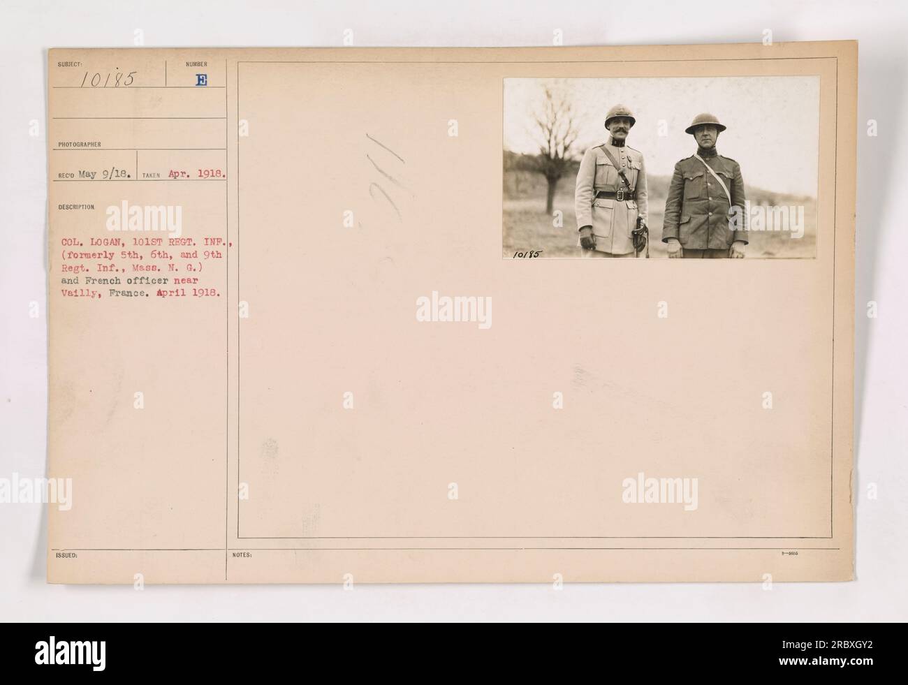 Colonel Logan of the 101st Regiment Infantry, formerly part of the 5th ...