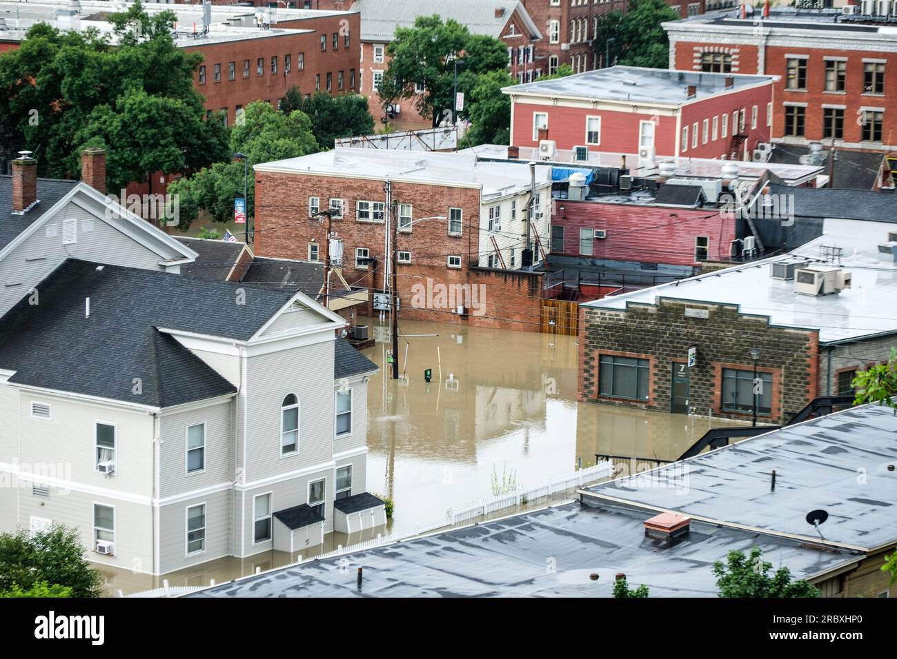 Montpelier, USA. 11th July, 2023. View of downtown during flooding from ...