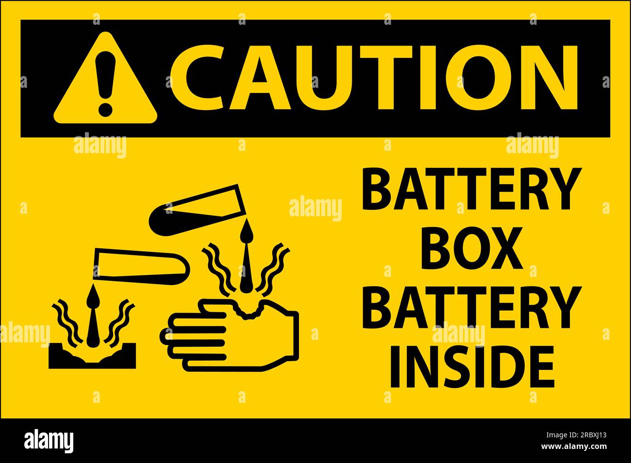 Caution Battery Box Battery Inside Sign With Symbol Stock Vector Image ...