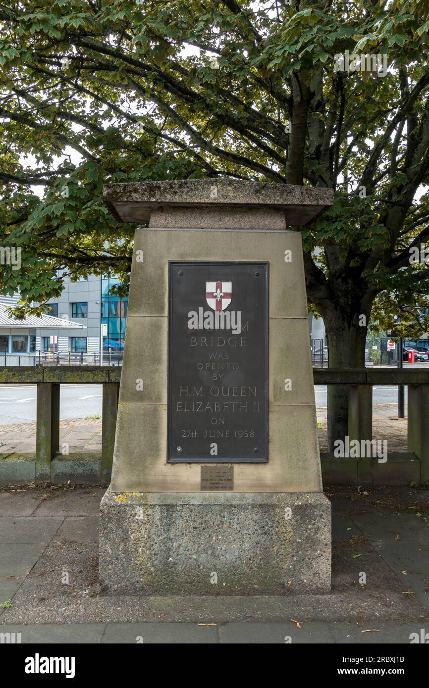 Plaque official pelham bridge opening by h m queen elizabeth ii hi-res ...