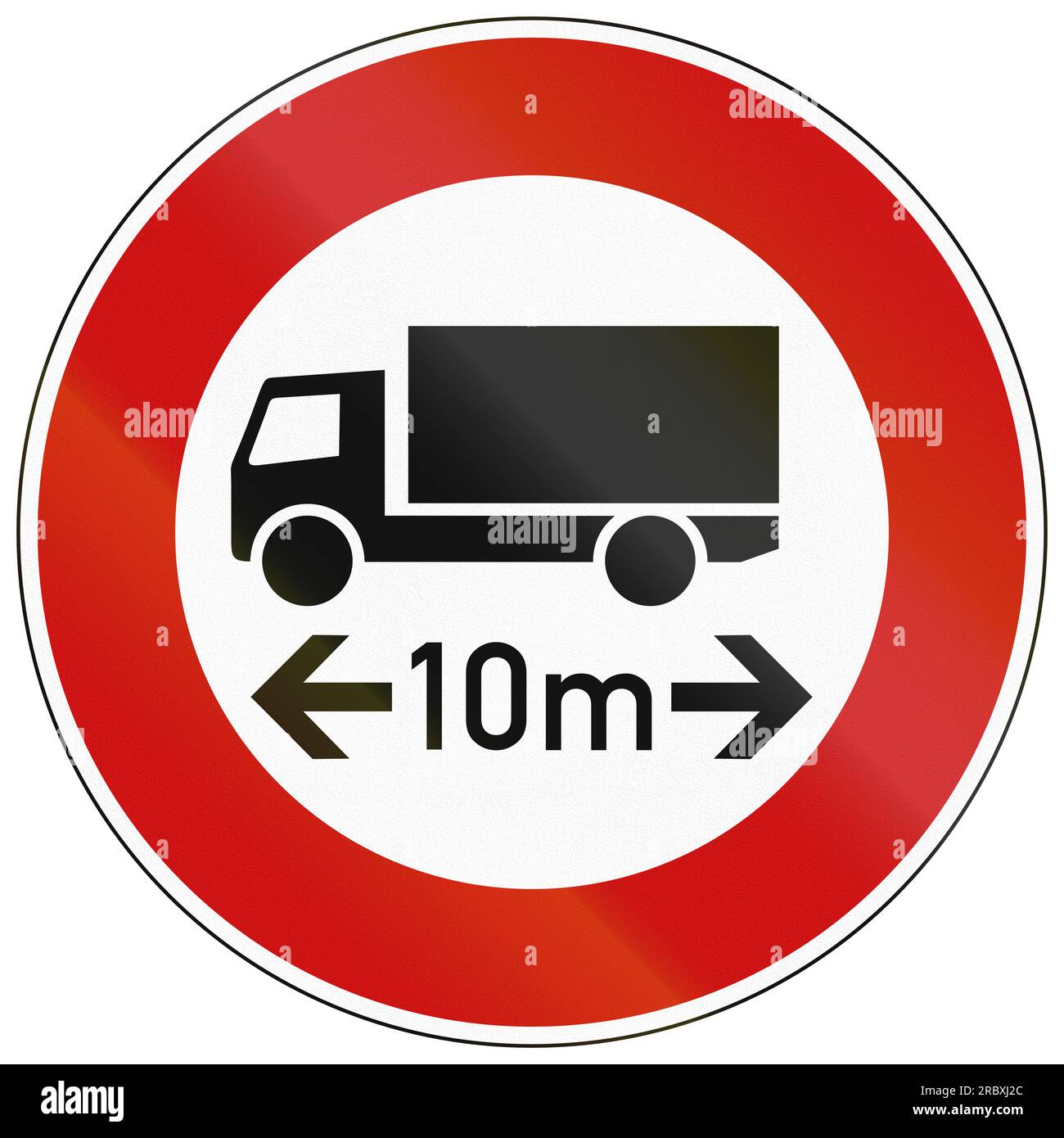 German traffic sign prohibiting thoroughfare of vehicles with a length ...