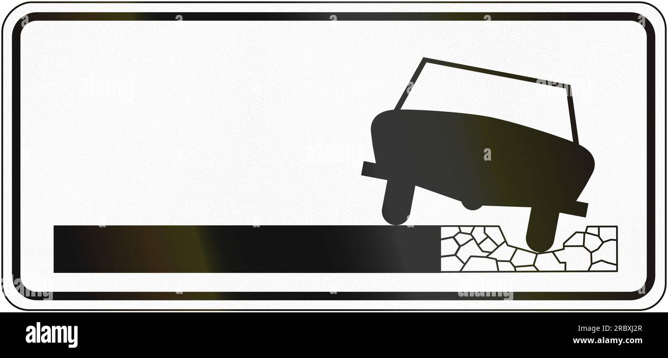 Old design (1970) of a German traffic sign indicating a soft shoulder ...