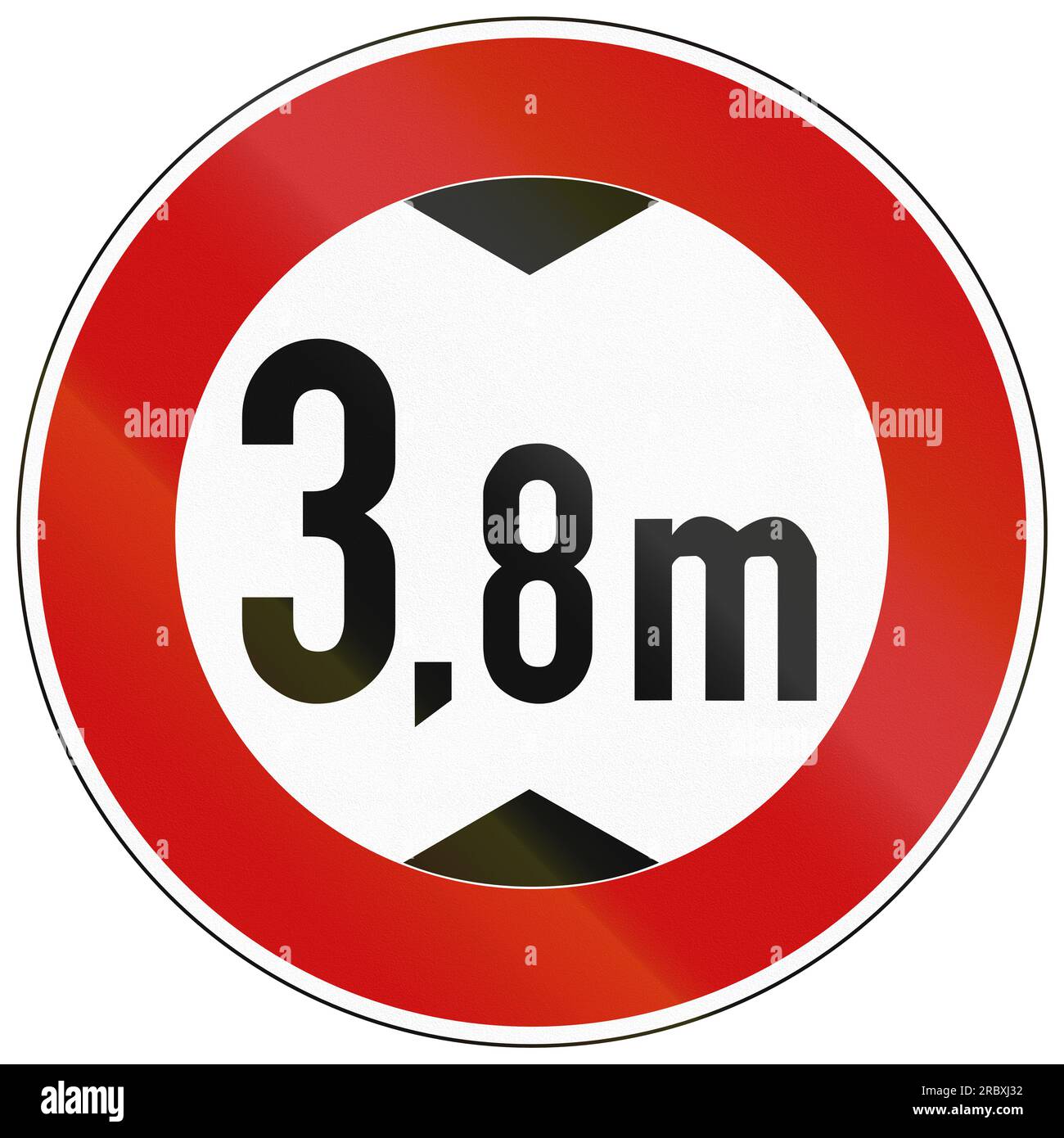 German sign prohibiting thoroughfare of vehicles with a height over 3.8 ...