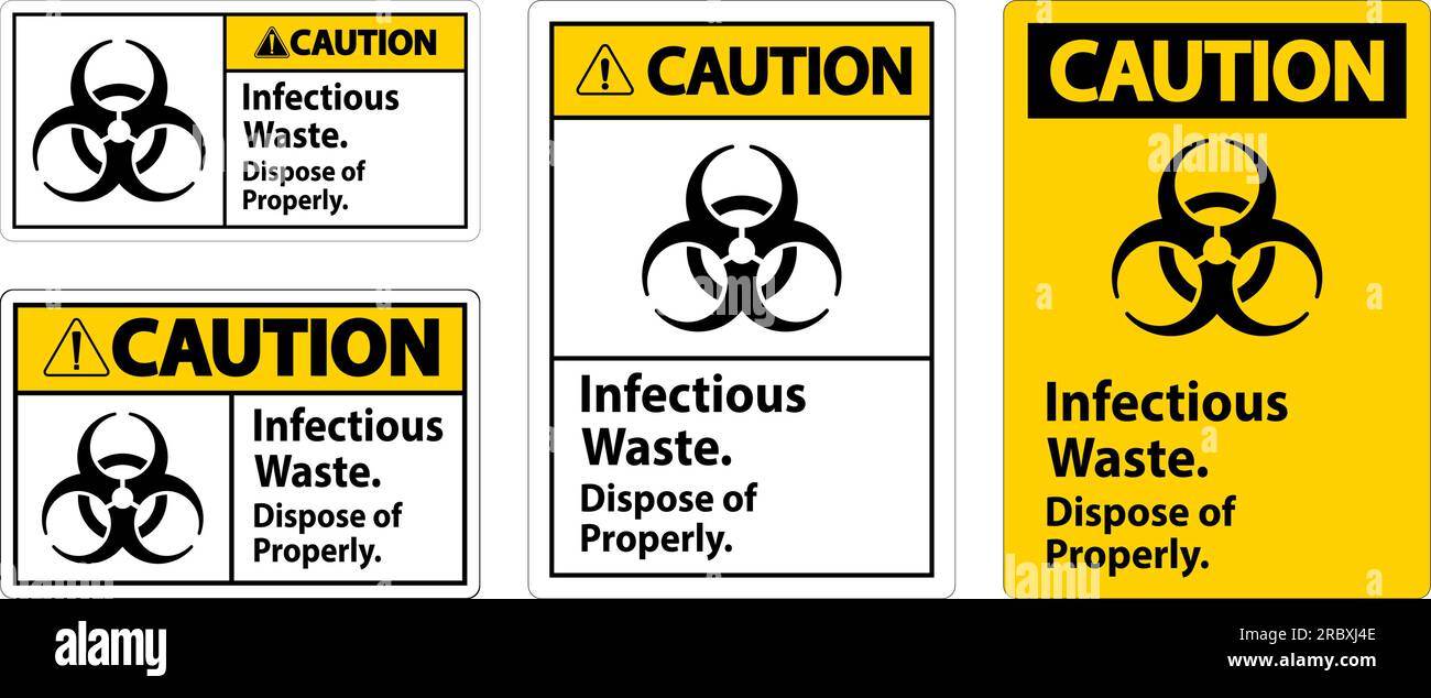 Biohazard Caution Label Infectious Waste, Dispose Of Properly Stock ...