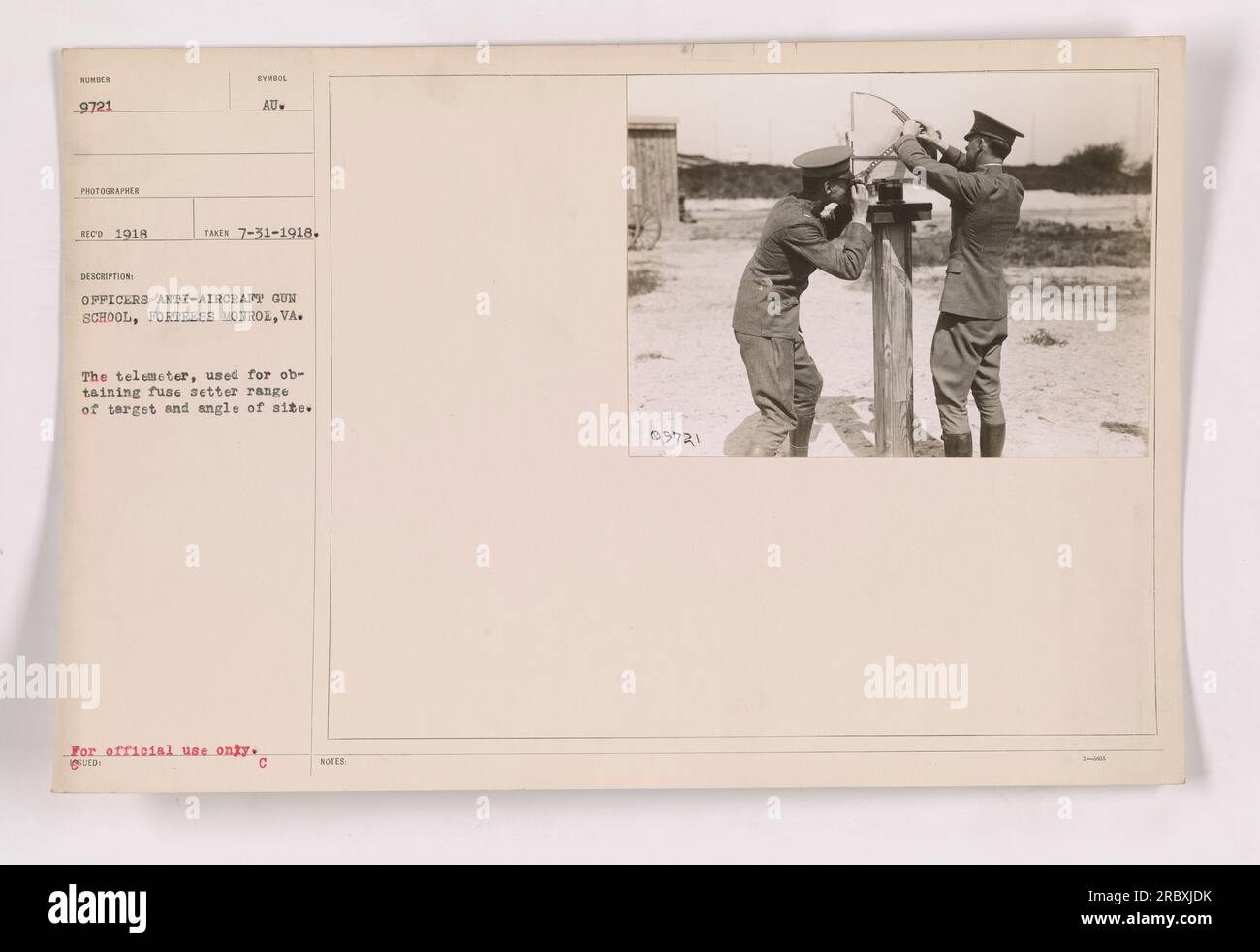 Officers at an anti-aircraft gun school in Fortress Monroe, Virginia ...