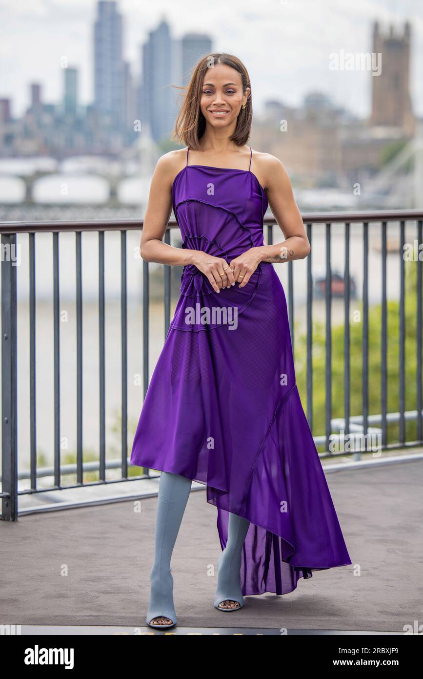 Zoe Saldana poses for photographers during a photo call for the TV ...