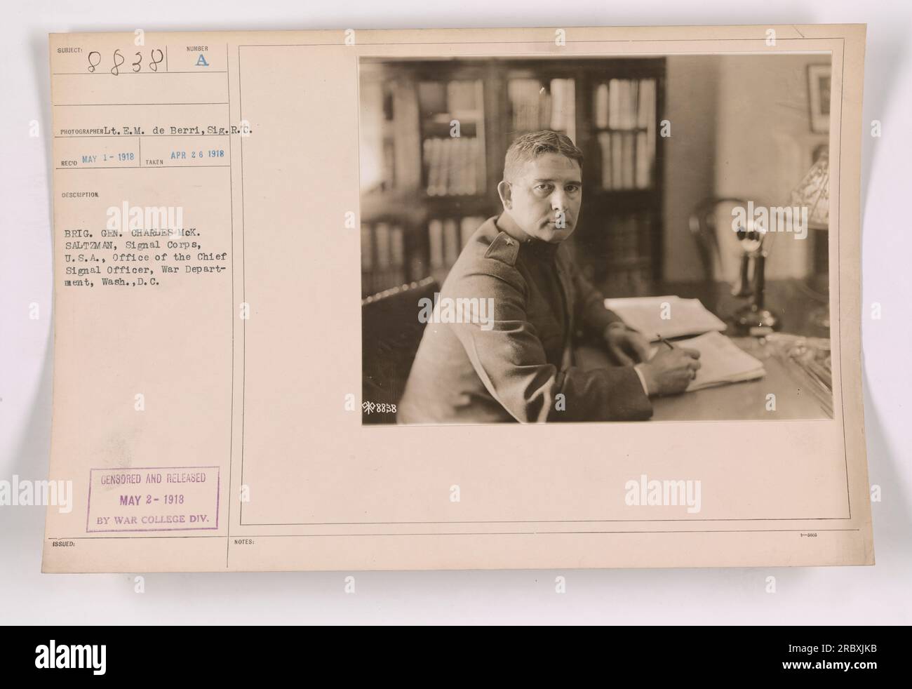 Brigadier General Charles McK Saltzman of the Signal Corps, USA ...