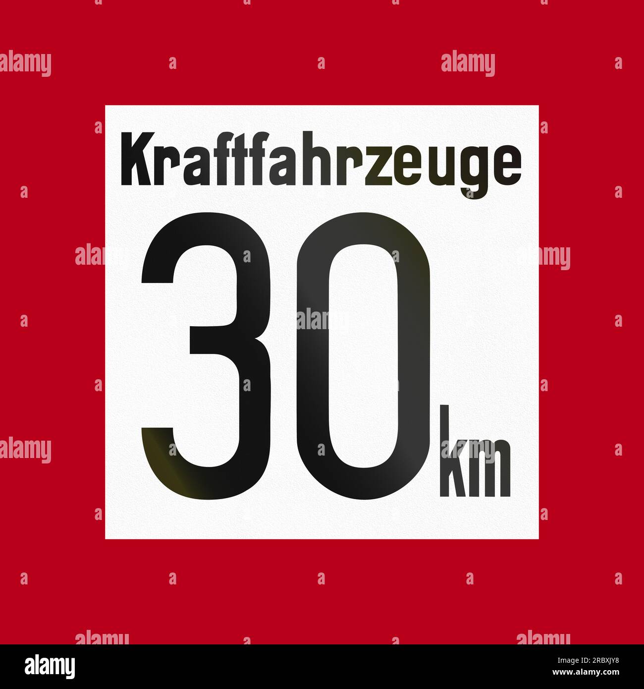 Old design of a German speed limit sign for 30 kilometers per hour ...