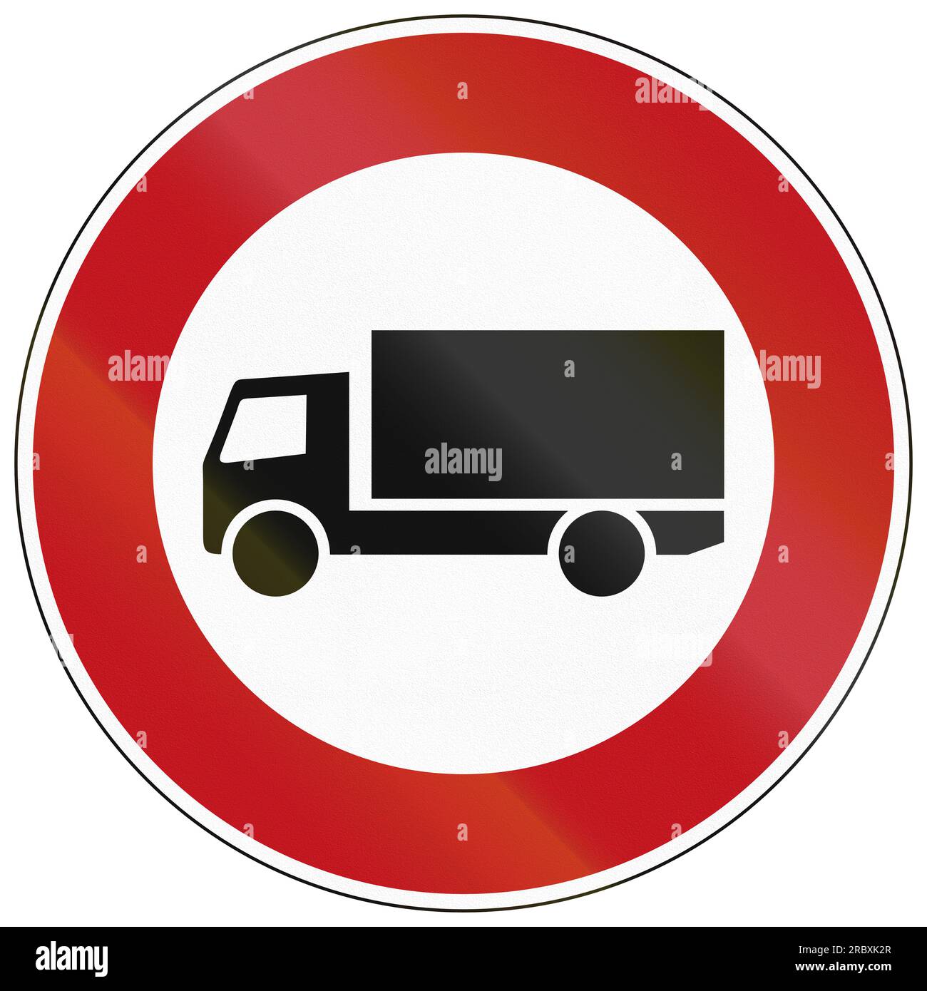 German traffic sign prohibiting thoroughfare of lorries (vehicles with ...