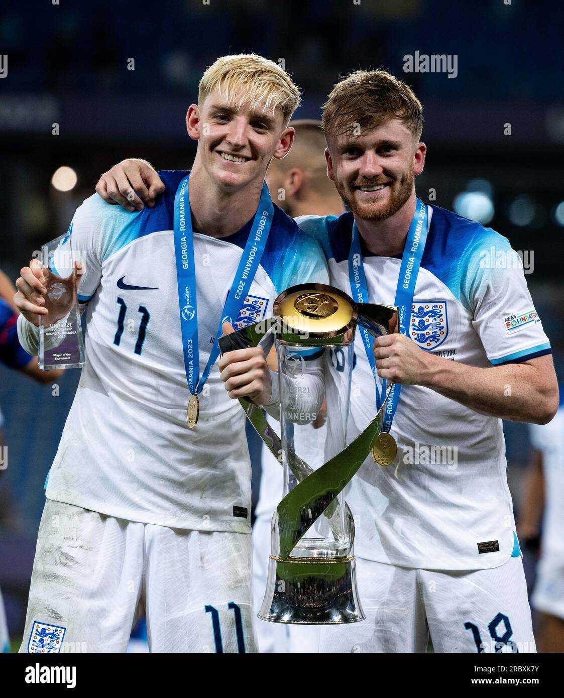 BATUMI, GEORGIA - JULY 8: Anthony Gordon and Tommy Doyle of England ...
