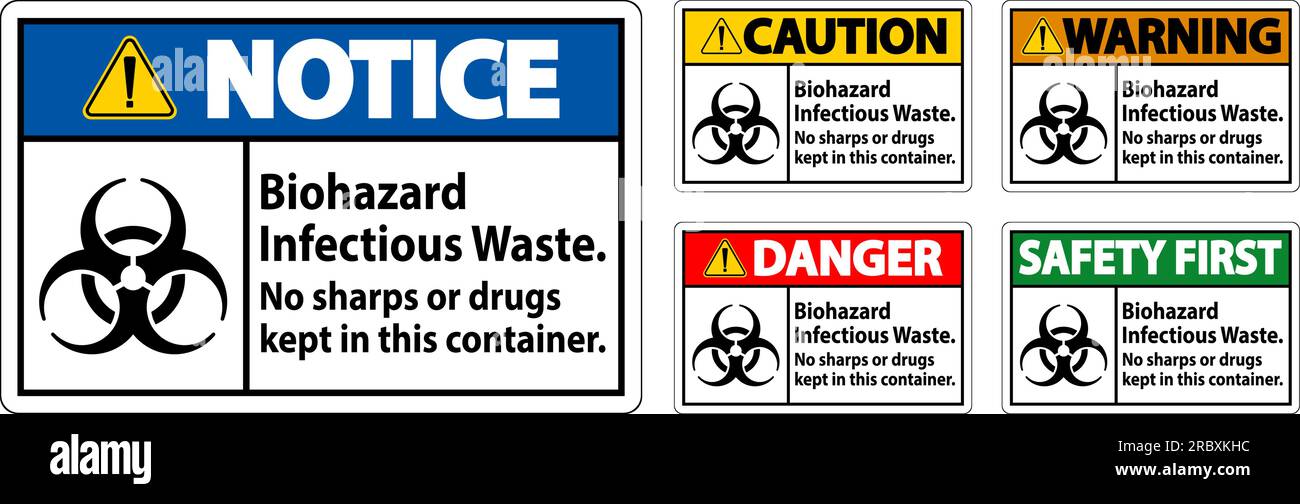 Warning Label Biohazard Infectious Waste, No Sharps Or Drugs Kept In ...