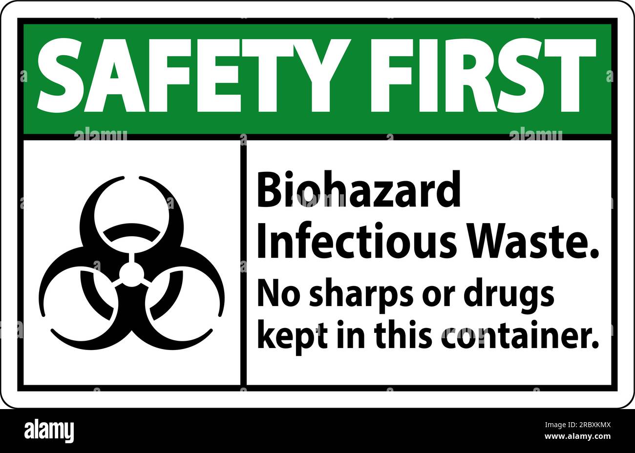 Safety First Label Biohazard Infectious Waste, No Sharps Or Drugs Kept ...