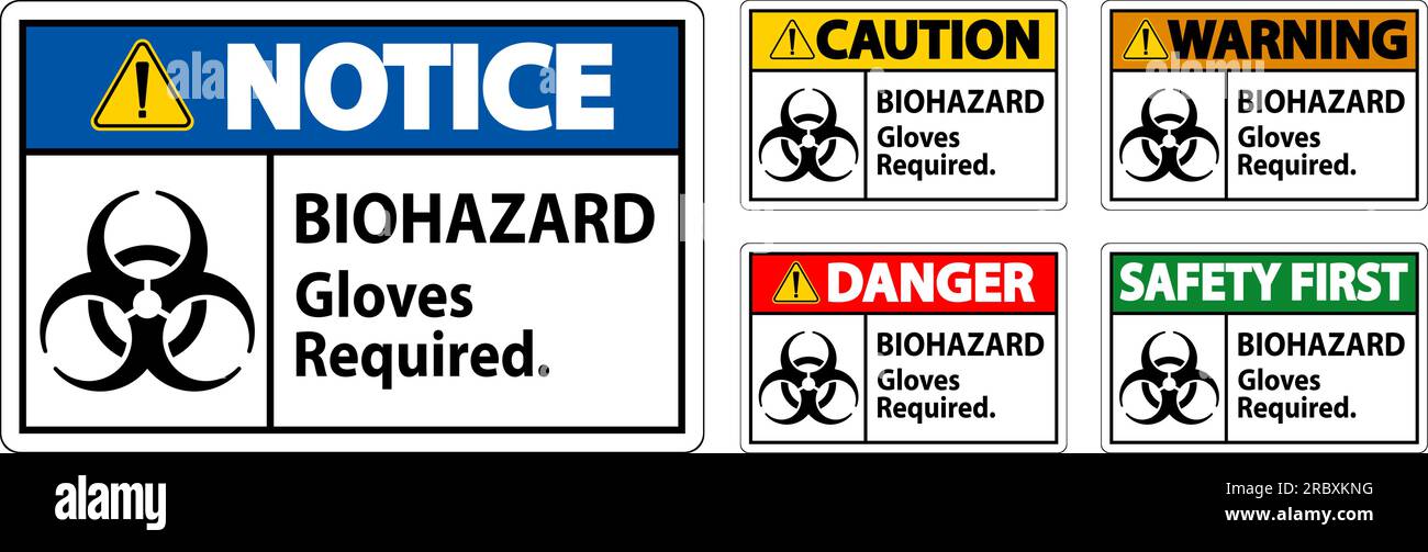 Biohazard Warning Label Biohazard Gloves Required Stock Vector Image ...