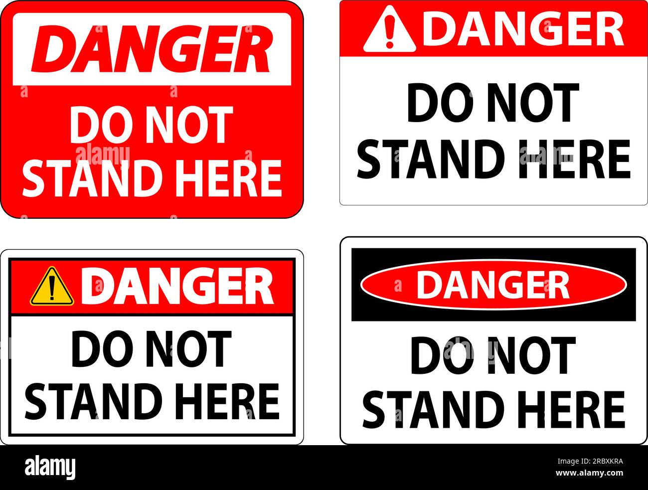 Danger Sign Do Not Stand Here On White Background Stock Vector Image ...