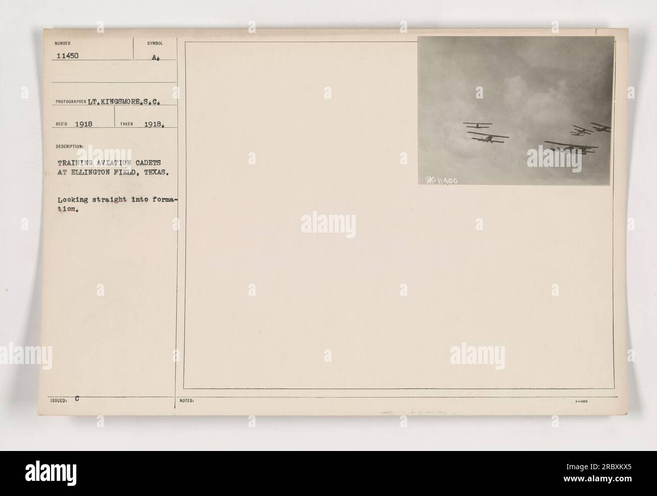 Aviation cadets training at Ellington Field, Texas. The photo depicts ...