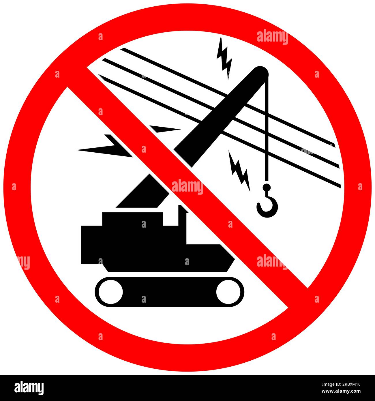 Prohibition Sign Do Not Operate Crane Overhead Power Lines Symbol Stock ...