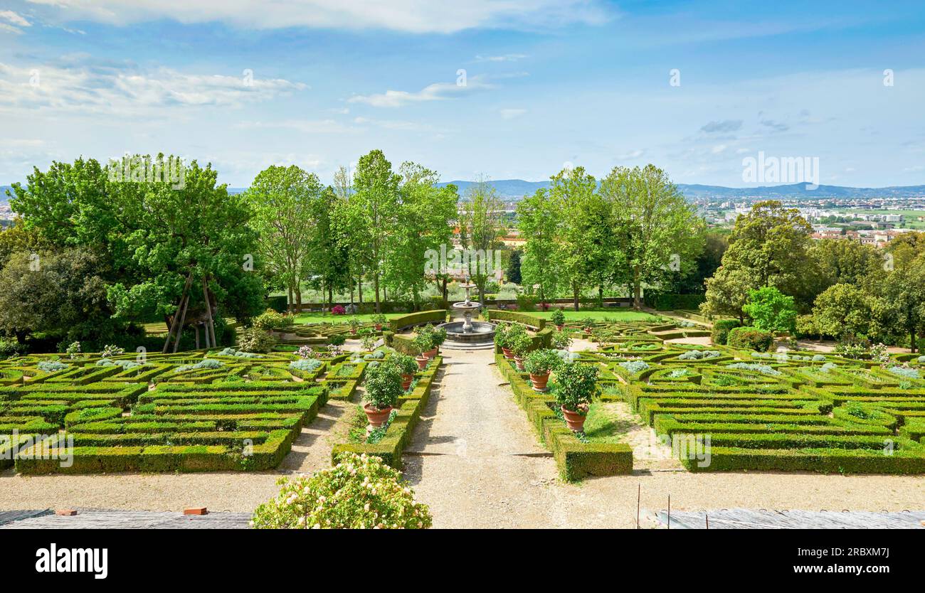 Gardens of Medici villa of Petraia, Florence Stock Photo - Alamy
