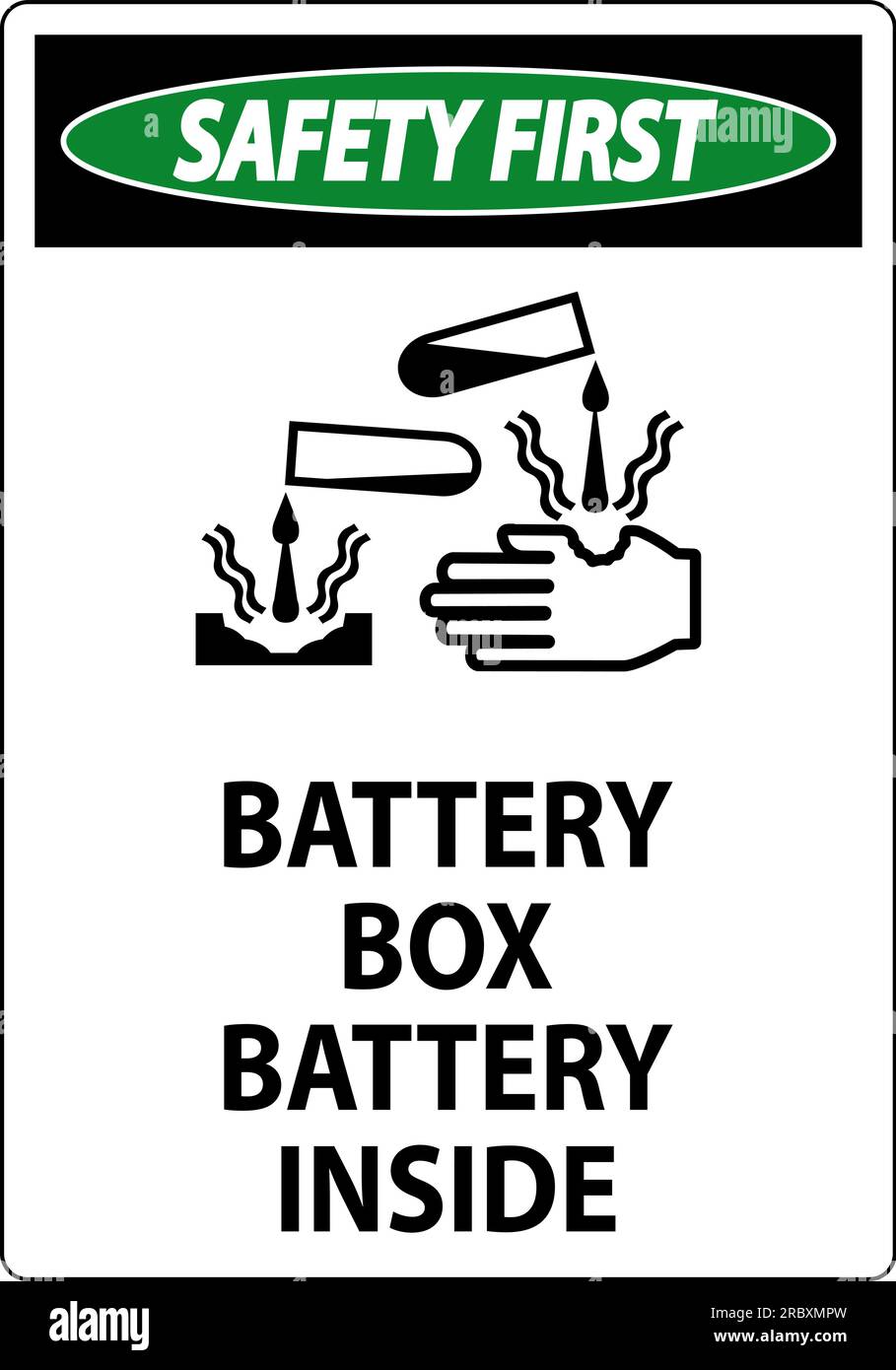 Safety First Battery Box Battery Inside Sign With Symbol Stock Vector ...
