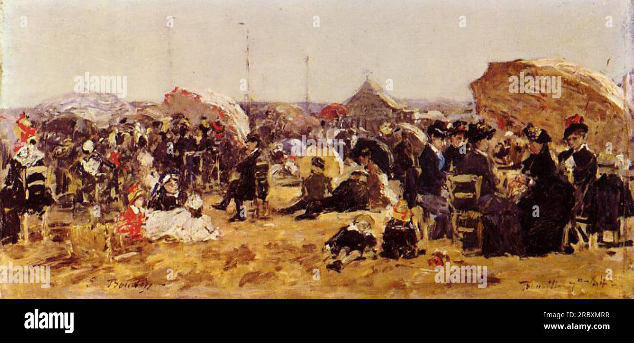 Beach at Trouville by Eugene Boudin Stock Photo - Alamy